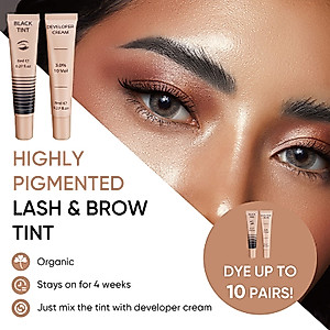 Lomansa Lash Color Kit - Professional Eyelash and Brow Color with Natural Black Effects, Safe & Easy to Use 8ml