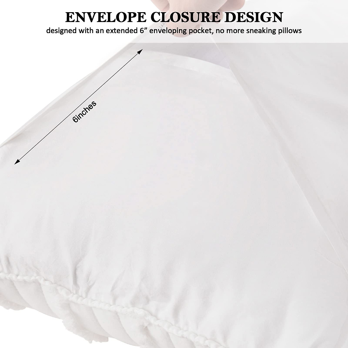 BOSOWOS Queen Size Pillow Shams Set of 2, Ultra Soft Breathable 20 x 30 Inches Pillow Case Envelope Closure, Microfiber Farmhouse Bed Pillowcases for Easy Care, White