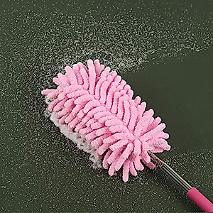 TIMIVO Microfiber Duster for Cleaning, Dusters with Telescoping Extension Pole, Extendable Washable Mini Dusters for Cleaning Car, Window, Furniture, Office (Pink Purple Rose red)