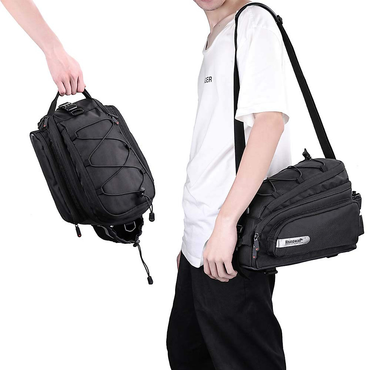 Rhinowalk Bike Rack Bag for Bicycle Rear Rack Bag, Bike Trunk Bag Bike Pannier Bag Bike Accessories Shoulder Bag 12L Capacity With Rain Cover