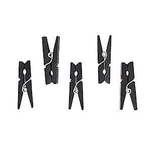 Restaurantware 1.2 Inch Black Clothespins, 50 Mini Clothespins - Disposable, Sturdy, Black Bamboo Wooden Clips, Food Grade, for Appetizers, Garnishes, Cocktails - Restaurantware