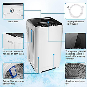 Nictemaw 2.4 Cu.ft Portable Washing Machine, 17.8Lbs Capacity Full-Automatic Washer, Portable Washer with Drain Pump, 10 Programs & 8 Water Levels with LED Display for Apartment, Dorm, RVs, Home