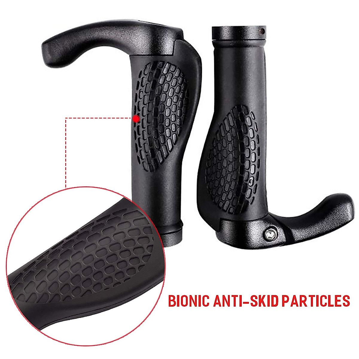 Struggling D Rubber Bike Handlebar,Ergonomic Antislip Bike Bicycle Lock-on Handlebar Cover,Bike Accessories for 22.2mm Handlebar-Black