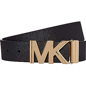Michael Kors Saffiano Leather Reversible MK Logo Plaque Buckle Belt (L)