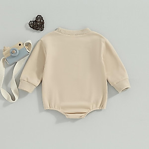 Zoiuytrg Daddys Girls Baby Clothes Daddys Girl Print Long Sleeve Bubble Romper Newborn Fall Winter Matching Outfit (Apricot Rompers, 0-3 Months)