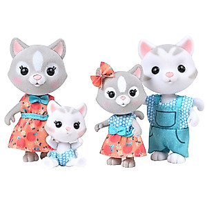 Honey Bee Acres The Purringtons Cat Family, 4 Miniature Doll Figures, Small