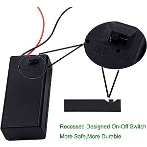 LampVPath (Pack of 2 9v Battery Holder, 9 Volt Battery Holder with Switch, 9v Battery Case with Switch