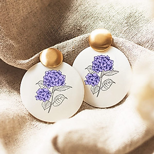 OLYCRAFT 4x5 Inch Clay Stencils Hydrangea Pattern Silk Screen for Polymer Clay Flower Silk Screen Stencils Mesh Transfer Stencils Plant Theme Mesh Stencil for Polymer Clay Jewelry Making