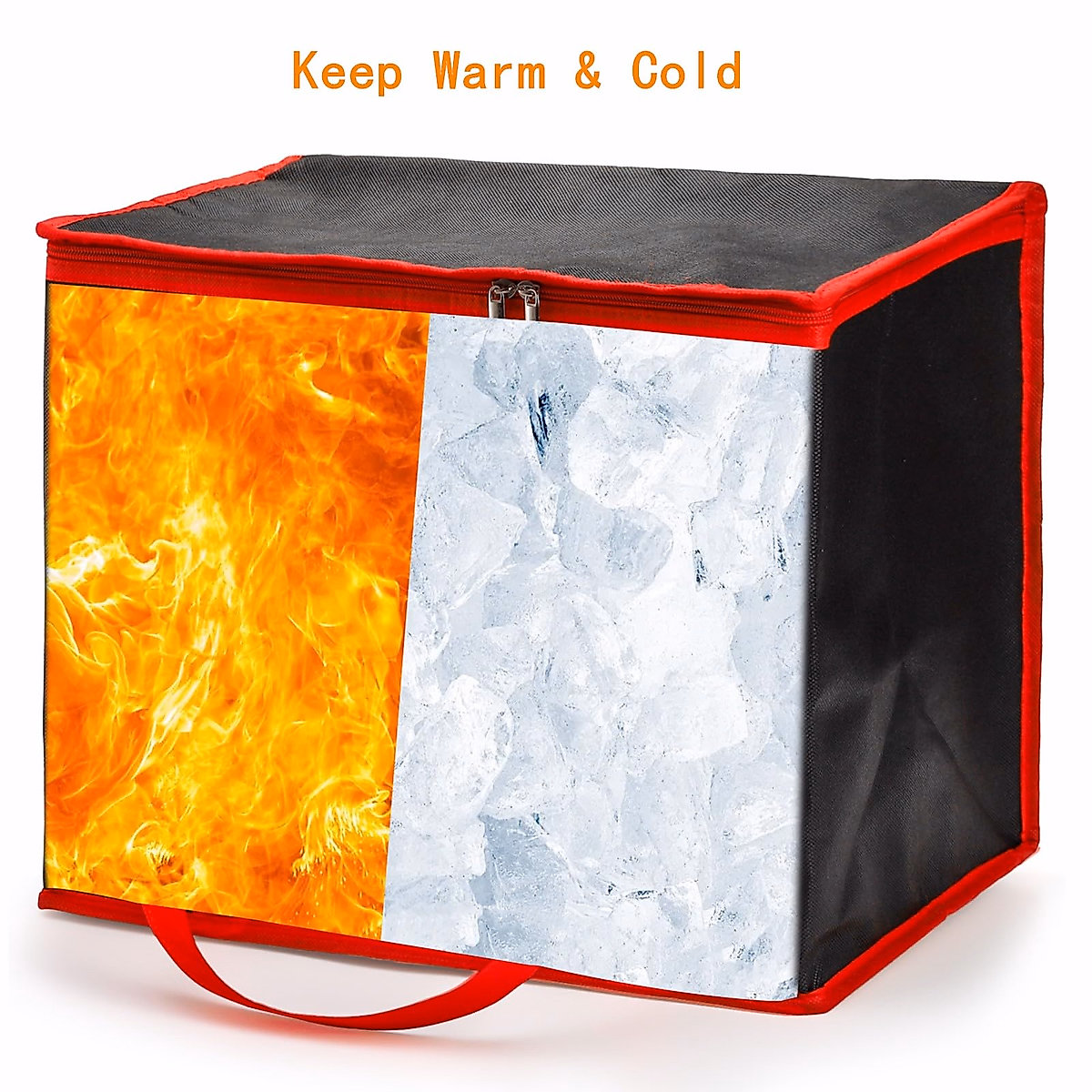 Cididu 4 Pack Insulated Reusable Grocery Shopping Bags, X-Large Cooler Bag and Food Warmer, Collapsible Pizza Delivery Bags Cooler Totes with Zippered Top and Baseboard for Food Delivery, Heavy Duty