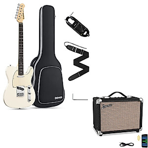 Donner 39 Inch TL Electric Guitar & 10W Guitar Amplifier, Electric Bass Guitar Amp Protable with APP Effector Input for Recording，Acoustic Guitar Combo Practice Amp Protable M-10 with Distortion Tone
