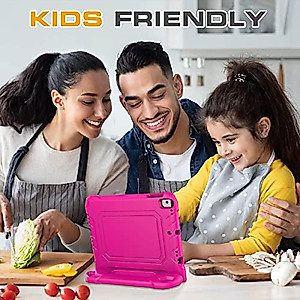 MOXOTEK Kids Case for iPad 5th/6th Generation & iPad Air 1/2 & Pro 9.7, iPad 9.7" Case with Screen Protector, Shockproof Protective Cover for iPad 9.7 inch 6/5 Generation 2018/2017, Pink