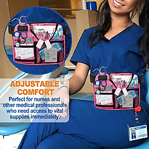BOHEMIABY Professional Nurse Fanny Pack With Stethoscope Holder, Vet Tech Fanny Pack, Utility Storage for Bandage Scissors and Emergency Supplies Medical Bag, Nurse and Student Use(Pink)