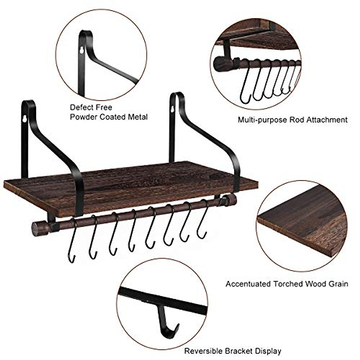 Floating Shelves Wall Mounted,100% Rustic Soild Wood Shelf Decor for Bathroom Bedroom Living Room Kitchen Office (Antique)