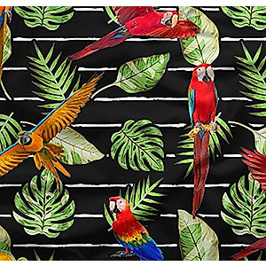 Soimoi Black Cotton Canvas Fabric Tropical Leaves & Bird Printed Craft Fabric by The Yard 58 Inch Wide