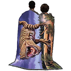 Pure Country Weavers Rex Brown Blanket by Jerry LoFaro - Dinasour Prehistoric Gift Tapestry Throw Woven from Cotton - Made in The USA (72x54)