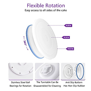 Cake Decorating Supplies Kit for Beginners, Set of 138, Baking Pastry Tools, 1 Turntable stand-55 Numbered Icing Tips with Pattern Chart, Angled Spatula, 8 Russian Piping nozzles-Baking Tools