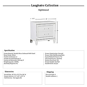 Lexicon Loaghaire 2-Drawer Nightstand, White