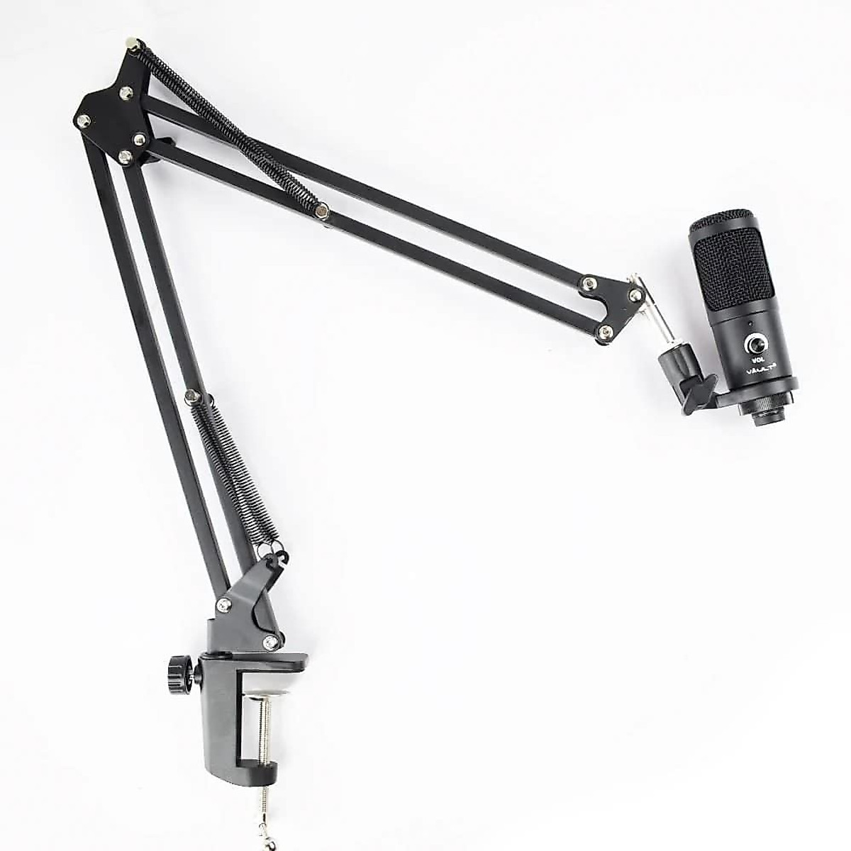 Vault MS126-1 Microphone Boom Scissor Extendable Arm Stand for Dynamic and Condenser Microphone with Mic Clip Holder & Table Mounting Clamp