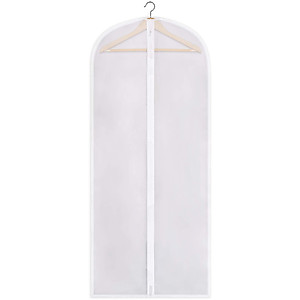 SteadMax Zippered Garment Bag, Large 53 x 23 inches, Dress Bag for Gowns, Suits, Jackets, Dresses, Hanging Clothing Storage Bag, Water Repellent, Dust Proof, Clear (1 Pack)
