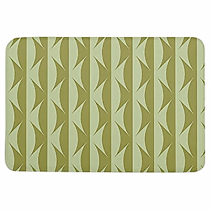 Prironde Front Door Mats Outdoor Indoor Kitchen Mat, Mid Century Abstract Geometry Green Pattern Entrance Doormat Non-Slip Bathroom Rugs Washable Floor Mats for Sink/Porch, 18" x 30"