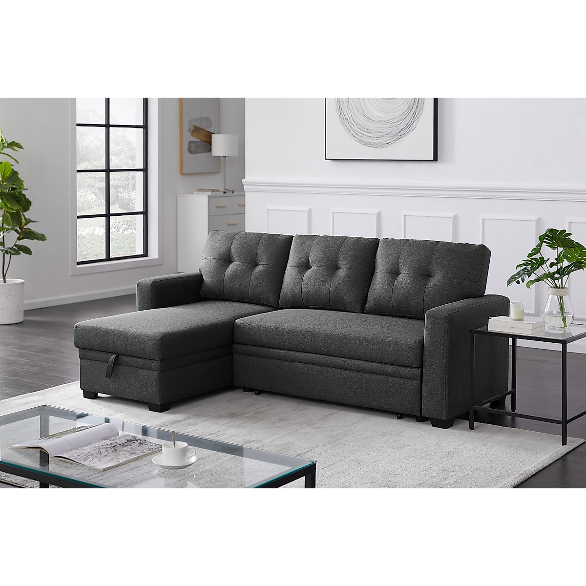 FAVSH Sofa-Abolished, 82", Dark Gray