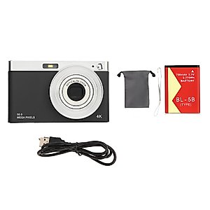 4K Digital Camera, Full HD 50MP 16X Digital Zoom Compact Point and Shoot Camera, Lightweight Small Vlogging Video Camera with Built in Flash & Filters, for Beginners Kids Teens