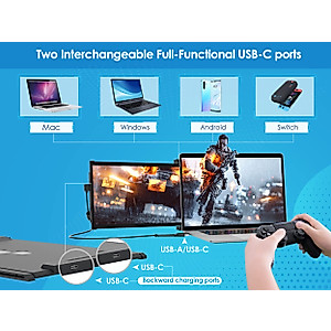 New Mobile Pixels Duex Plus Portable Monitor, 13.3" Full HD 1080P IPS Dual Laptop Monitor, USB C/USB A Plug and Play Portable Display,Windows,Mac,Android,Switch Compatible