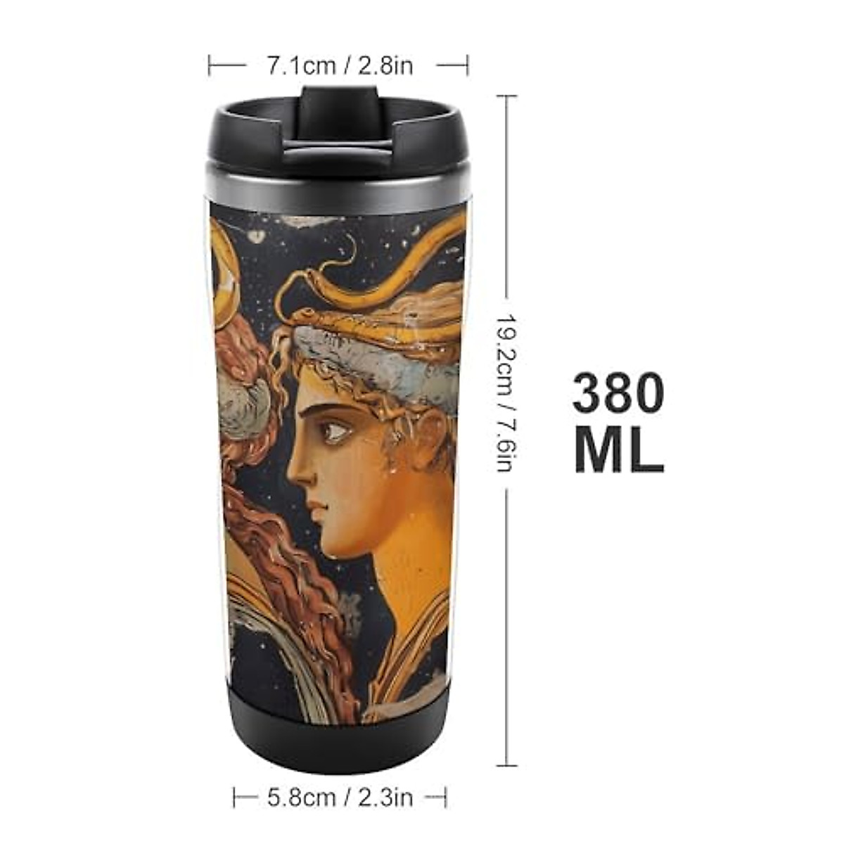 Ancient Greek Art Drcor Travel Coffee Mug Reusable Insulated Drinking Cup with Lid for Home Outdoor Works 13 Oz