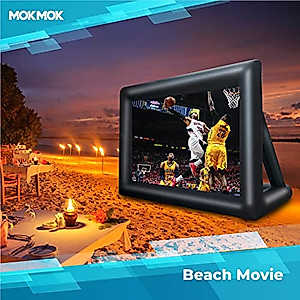 Mokmok 20ft Front and Rear Projection Inflatable Projection Screen,with Air Blower and Storage Bag, Blow Up Movie Screen for Backyard Outdoor Movie Night Barbecue Pool Party, Easy Setup