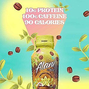 Alani Nu Protein Coffee VANILLA | Ready To Drink Cold Brew with 10g of Protein | 100mg Caffeine | 90 Calories, Naturally Flavored | 12 Fl Oz Bottles | 12 Pack
