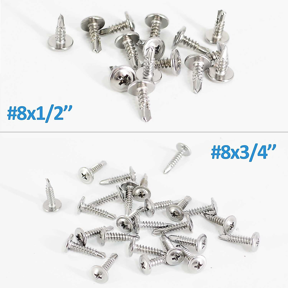 120PCS #8 x 3/4'' Sheet Metal Screws 410 Stainless Steel Truss Head Fast Self Tapping Screws with Screwdriver Bit Silver