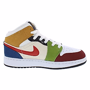 Nike Air Jordan 1 Mid GS White/Gym Red-Black DR6957 100 (us_Footwear_Size_System, Big_Kid, Men, Numeric, Medium, Numeric_4)