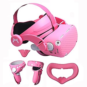 HUAYUWA Adjustable Head Strap with Head Cushion for Oculus Quest 2 VR Accessories, Replacement for Elite Strap Comfortable Protective Headband Enhanced Support and Reduce Head Pressure in VR, Pink
