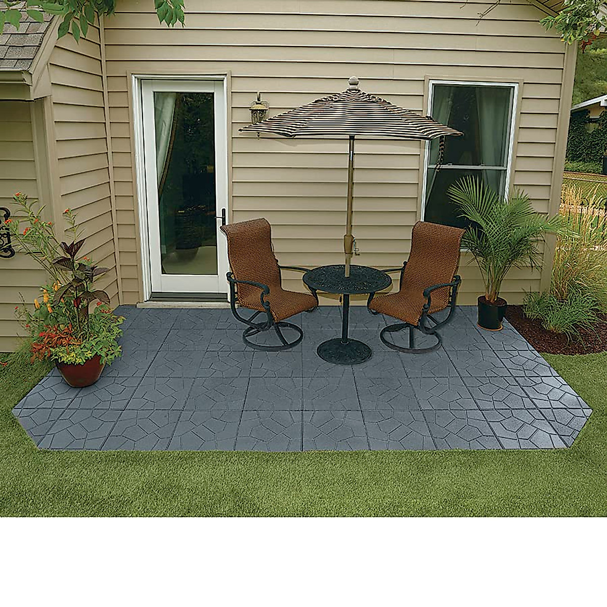 Rubberific Dual Sided Rubber Paver Tile - 16" X 16" X 3/4" (Gray, 1 Tile)