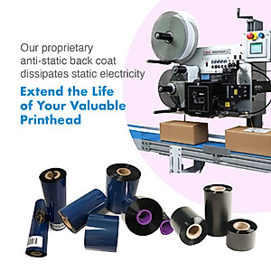 12 Rolls Wolfbarco 2.36" x 1476' (60mm x 450m) Black Premium Wax/Resin Thermal Transfer Ribbon, CSO, Compatible with Zebra,TEC, INTERMEC,Citizen,TSC,GODEX,ARGOX Printers