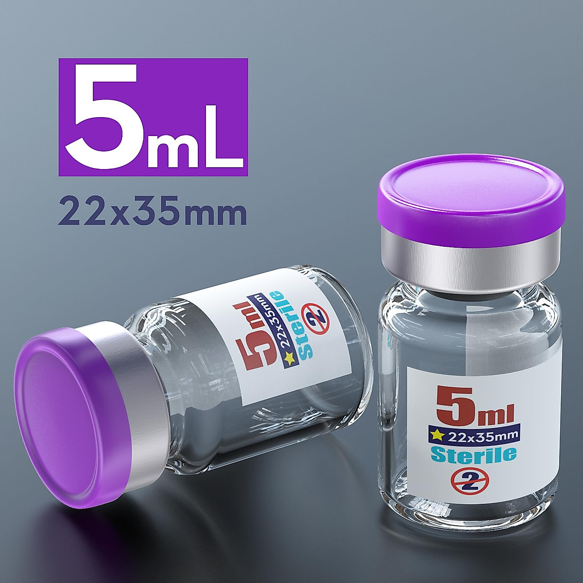 5ml Sterile Empty Vial,Sterile Glass Vials, with Self-Healing Injection Port and Flip Top Cap, Sterile Package 10PCS by ZHANXUBIO (5ml,10)