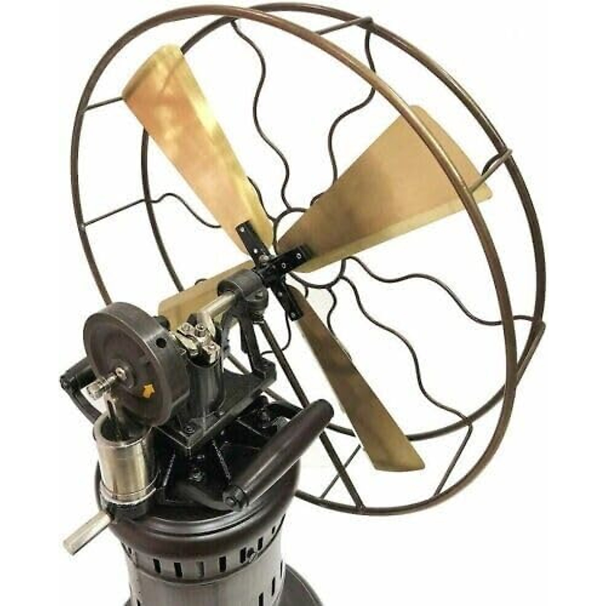 kerosene operated 15" Blades Steam Working Table Fan Vintage Metal Brass Style