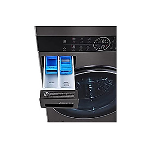 LG WKGX201HBA 27 Inch Smart Gas Single Unit WashTower with 4.5 cu. ft. Washer Capacity, 7.4 cu. ft. Dryer Capacity, TurboWash™360° Technology, LG ThinQ® Technology, AI Fabric Sensor, Black Steel
