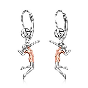 Volleyball Earrings Volleyball Gifts for Women Sterling Silver Dangle Drop Player Fan Coach Volleyball Jewelry…