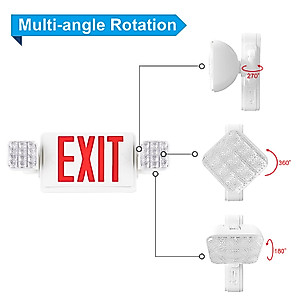 SPECTSUN Exit Sign with Emergency Light, Red Emergency Exit Lights with Battery Backup - 1 Pack, Exit Emergency Light Combo/Exit Sign with Emergency Light/Emergency Exit Light/Emergency Led Light