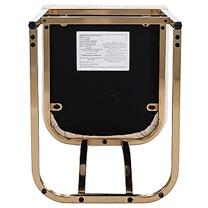 Wahson 24" H Gold Barstools Set of 2, Faux Leather Upholstered with Woven Counter Height Stools, Modern Fabric Bar Stools for Kitchen Island/Dining Room, with Golden Metal Frame, Beige