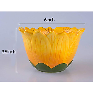 Mozacona Ceramic Relief Sunflower Soup Bowl Hand Painted Dessert Bowl Salad Bowl