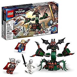 LEGO Marvel Attack on New Asgard, Thor Buildable Toy 76207 with Hammer, Stormbreaker and Monster Figure, Love and Thunder Movie Set