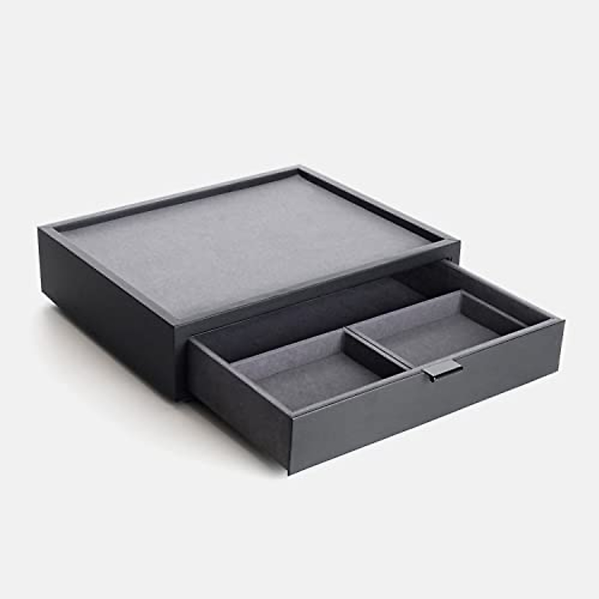 Kaviso Cache Display Valet Storage Drawer - EDC, Blade, Watch, and Jewelry Storage Drawer add-on, Microfiber Lining, Faux Leather, Stackable (Valet Storage Drawer) Black
