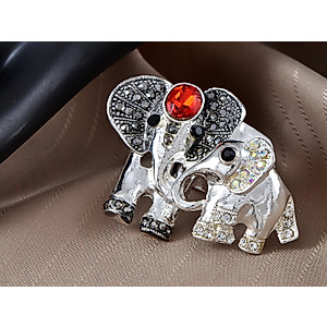 Alilang Lovely Mother Family Ruby Clear Crystal Rhinestone Elephant Custom Ring