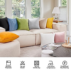 Deconovo Decorative Velvet Throw Pillow Covers for Couch 22x22 in Set of 2, Soft Square Black Cushion Cases for Sofa Living Room Bedroom Home Decor