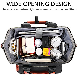 FALANKO Laptop Backpack for Women, Work Doctor Teacher Nurse Wide Open College School Student 15.6 Inch Laptops Bookbag Purse with USB Charging Port, Travel RFID Computer Bag for Men Women Girls Black