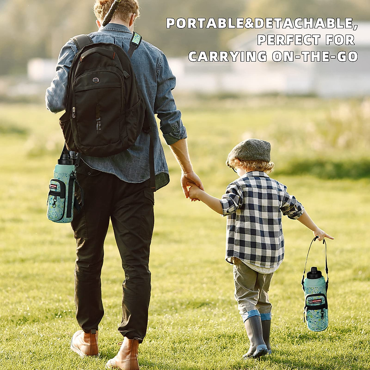 NATURE PIONEOR Water Bottle Carrier Holder Sleeve with Adjustable Strap25 32 40 oz, Insulated Water Bottle Holder Sling Bag