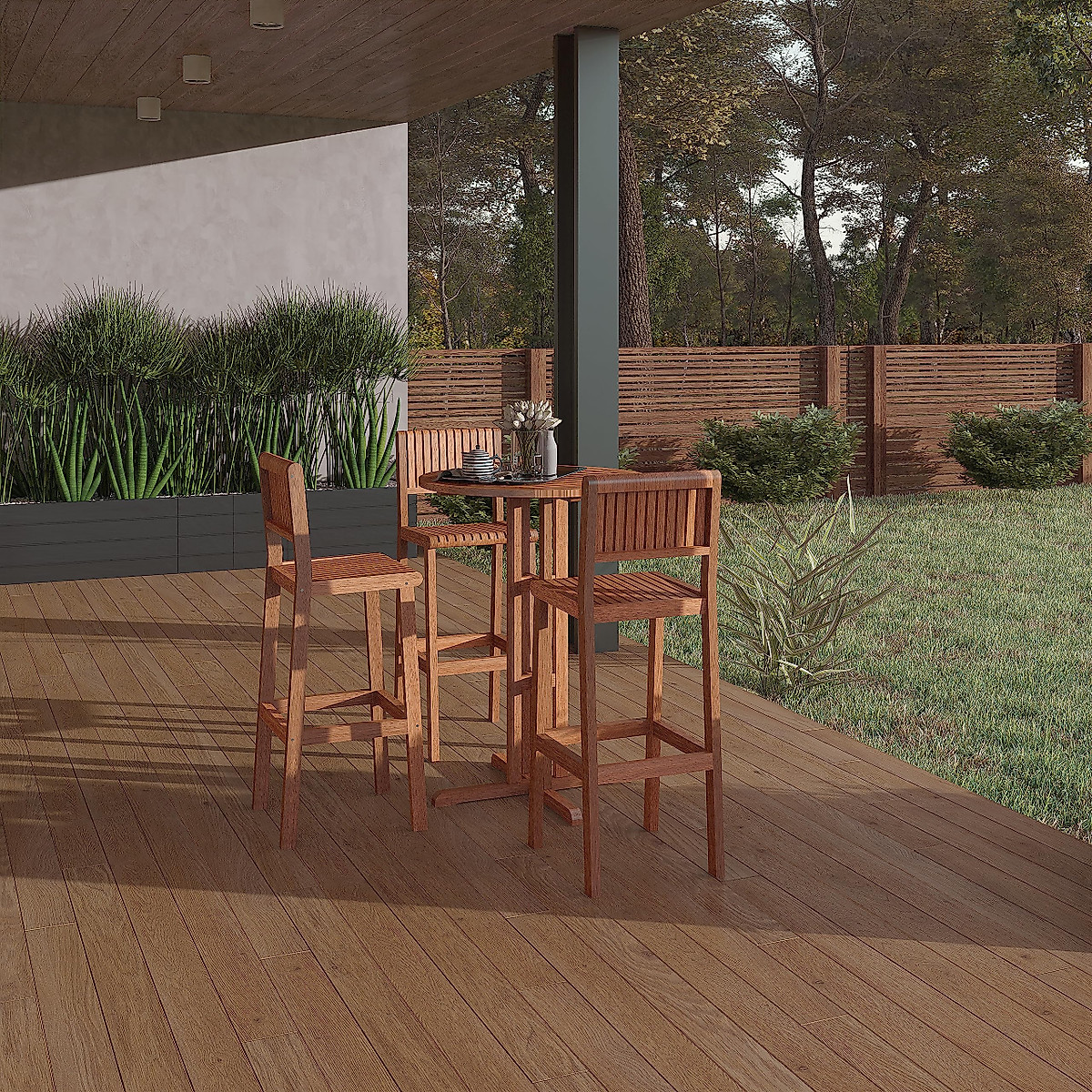 Amazonia Ibiza Eucalyptus Barstool, Light Brown, 18lx17wx47h (BT 215)