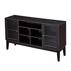 Mixcept Wood 60” Sideboard Buffet Table Storage Cabinet Console Table with 2 Doors and Adjustable Shelves, Cupboard Kitchen Sideboard for Kitchen Dining Room, Espresso